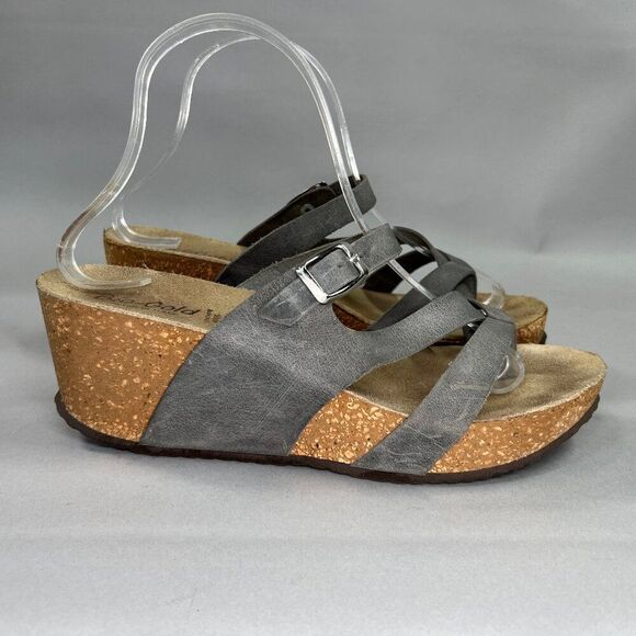 Bio Gold | Shoes | Bio Gold Sandals Womens Size 6 Gray Wedge Cork ...